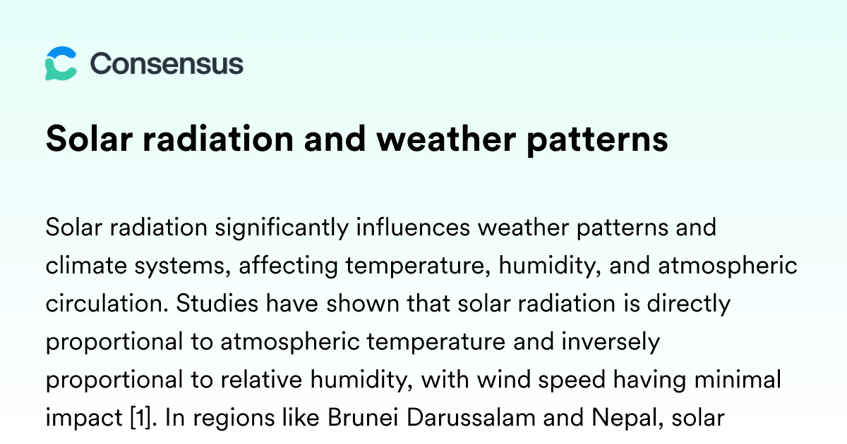 Solar Radiation And Weather Patterns - Consensus Academic Search Engine