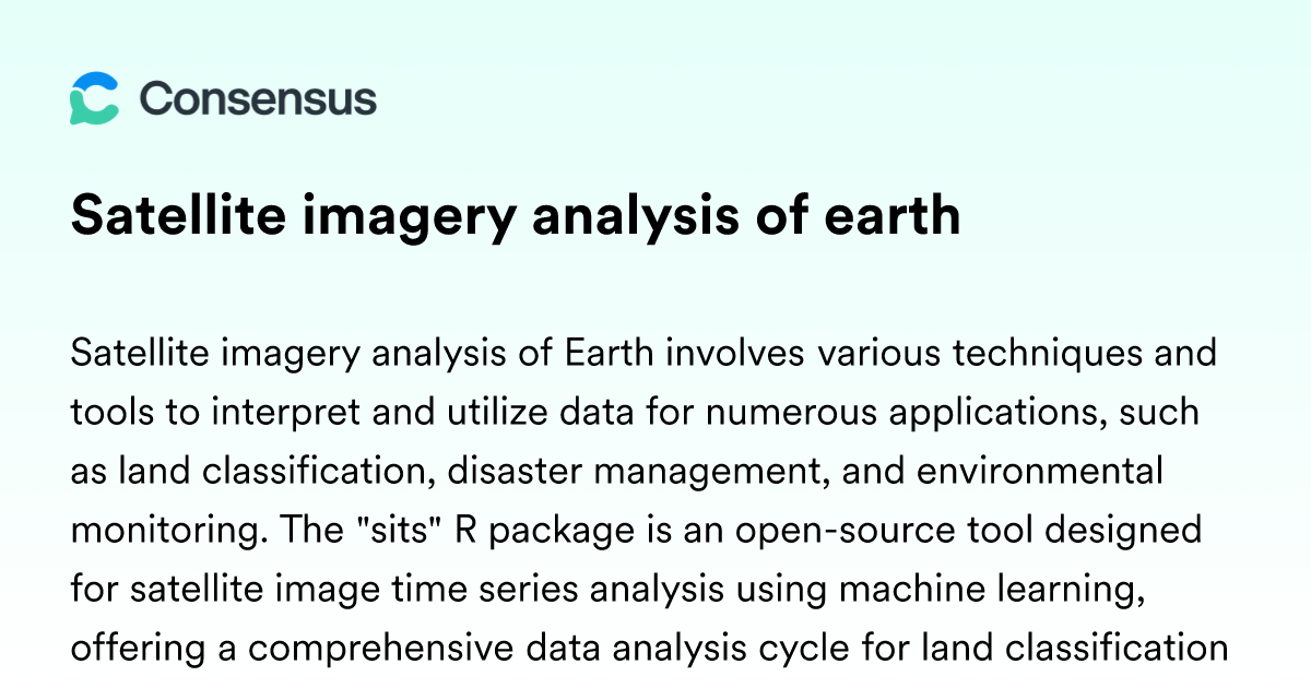 Satellite Imagery Analysis Of Earth - Consensus Academic Search Engine