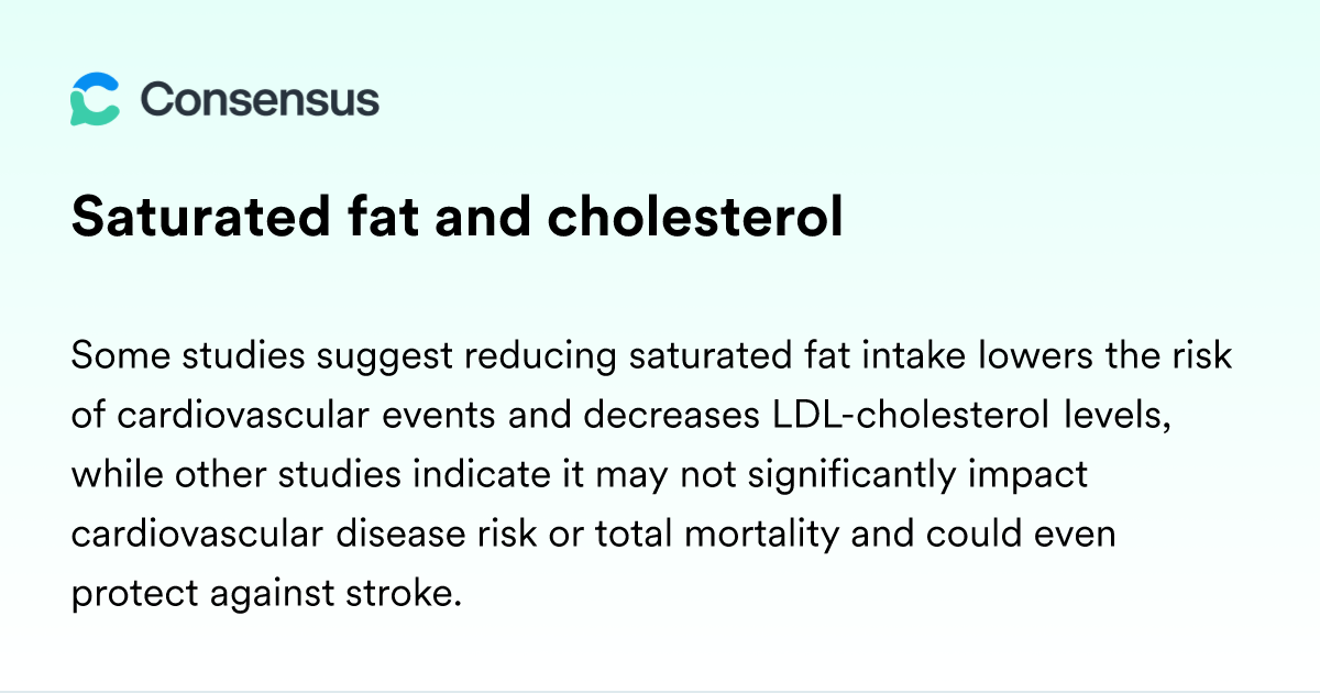 Saturated Fat And Cholesterol - Consensus Academic Search Engine