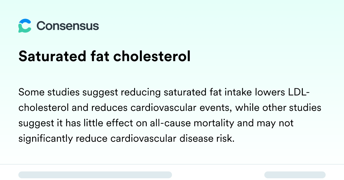 Saturated Fat Cholesterol - Consensus Academic Search Engine