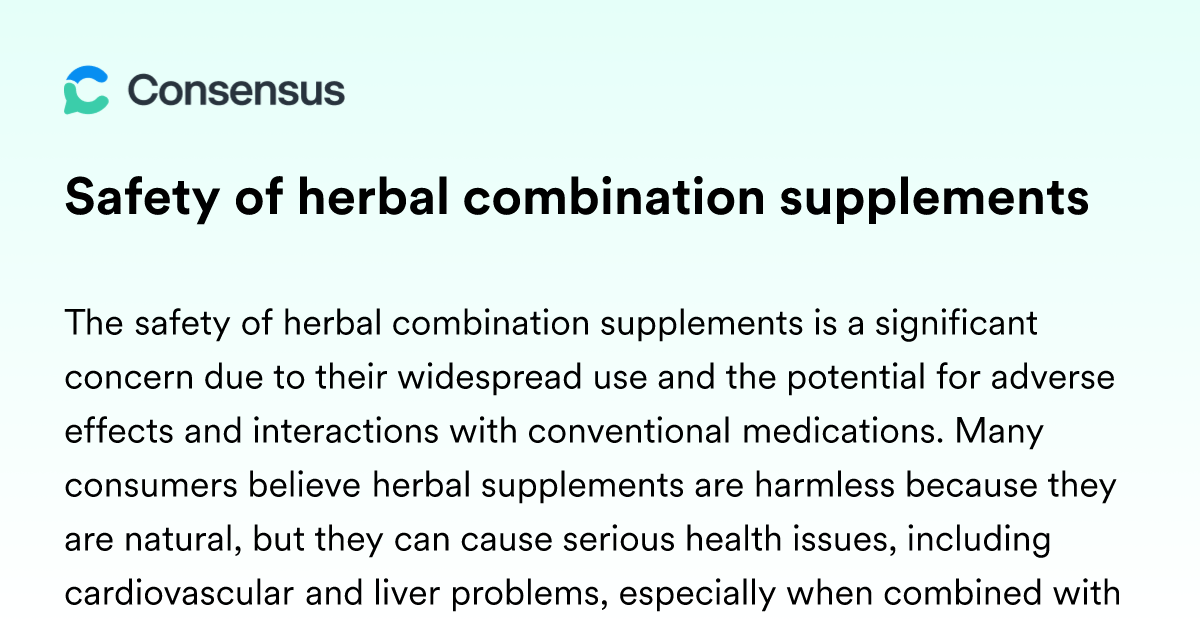 Safety Of Herbal Combination Supplements - Consensus Academic Search Engine