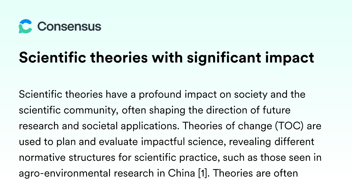 Scientific Theories With Significant Impact - Consensus Academic Search ...