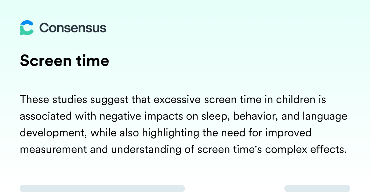 Screen Time - Consensus Academic Search Engine