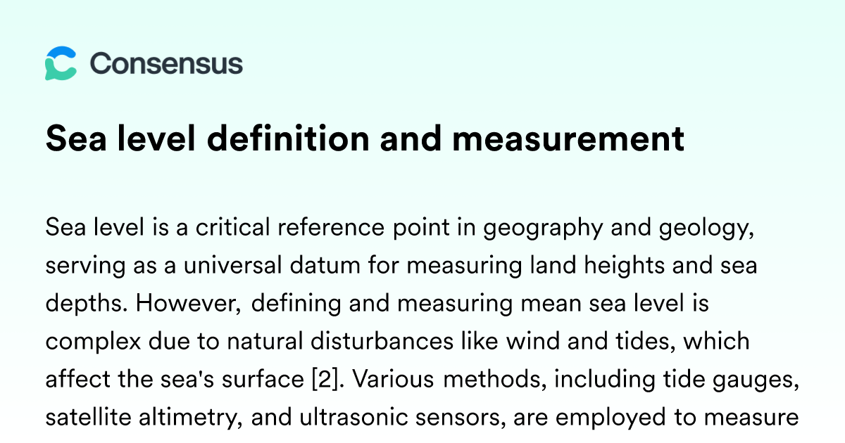 Sea Level Definition And Measurement - Consensus Academic Search Engine