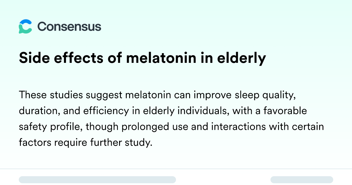 Side Effects Of Melatonin In Elderly - Consensus Academic Search Engine