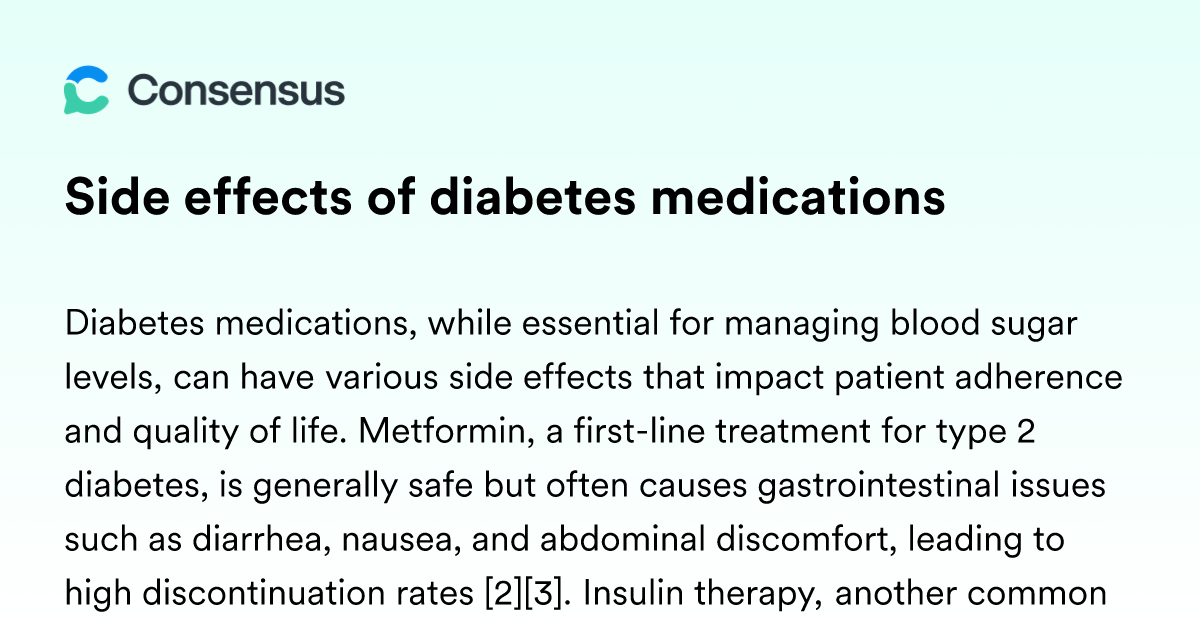 Side Effects Of Diabetes Medications - Consensus Academic Search Engine