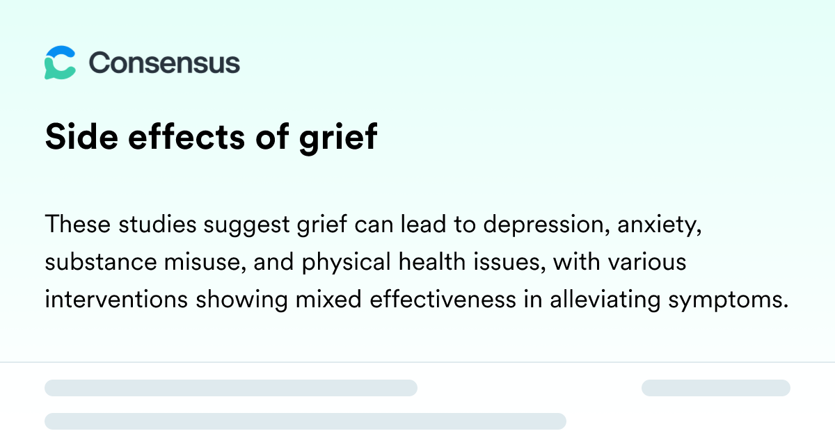 Side Effects Of Grief - Consensus Academic Search Engine