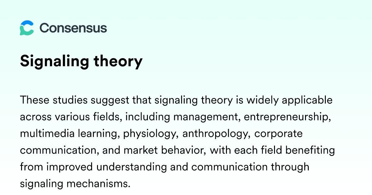 Signaling Theory - Consensus Academic Search Engine