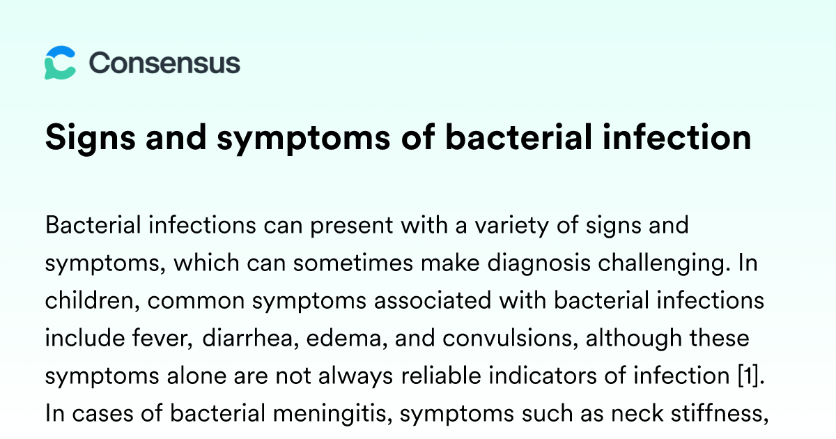 Signs And Symptoms Of Bacterial Infection - Consensus Academic Search ...