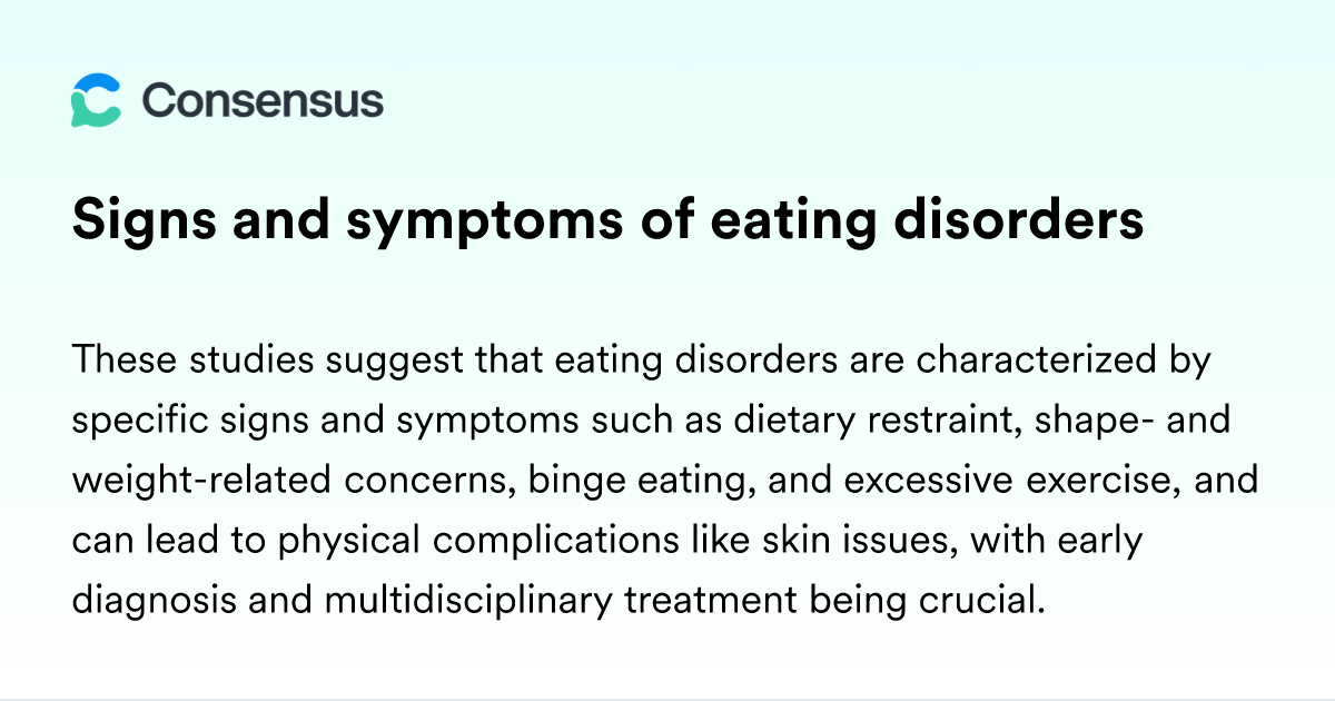Signs And Symptoms Of Eating Disorders - Consensus Academic Search Engine