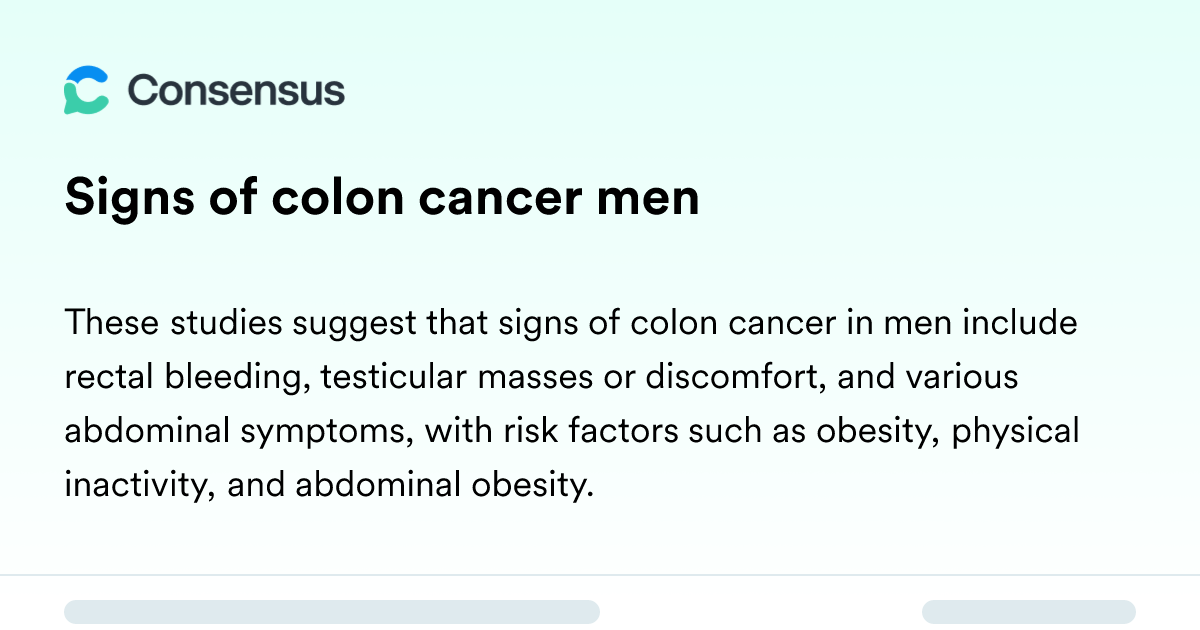 Signs Of Colon Cancer Men - Consensus Academic Search Engine