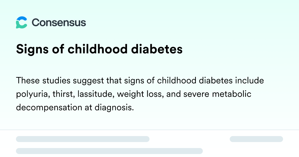 Signs Of Childhood Diabetes - Consensus Academic Search Engine