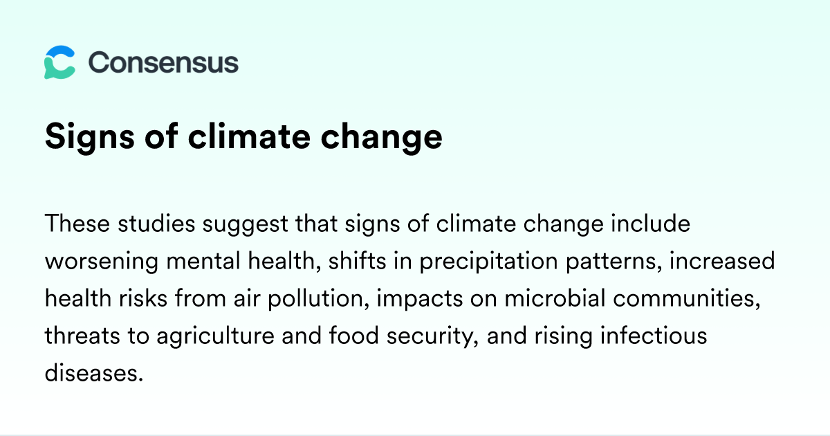 Signs Of Climate Change - Consensus Academic Search Engine