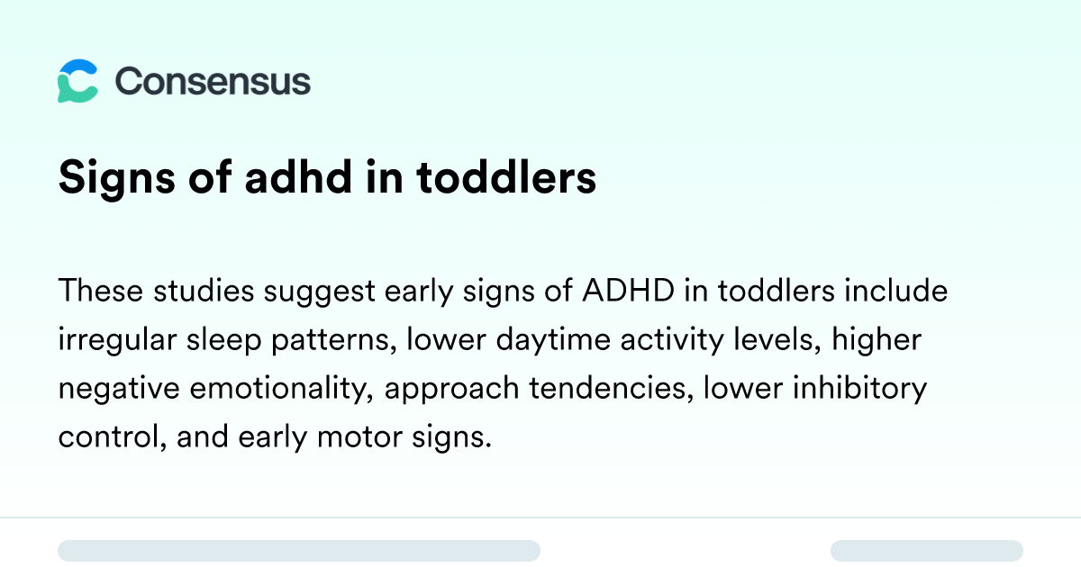 Signs Of Adhd In Toddlers - Consensus Academic Search Engine