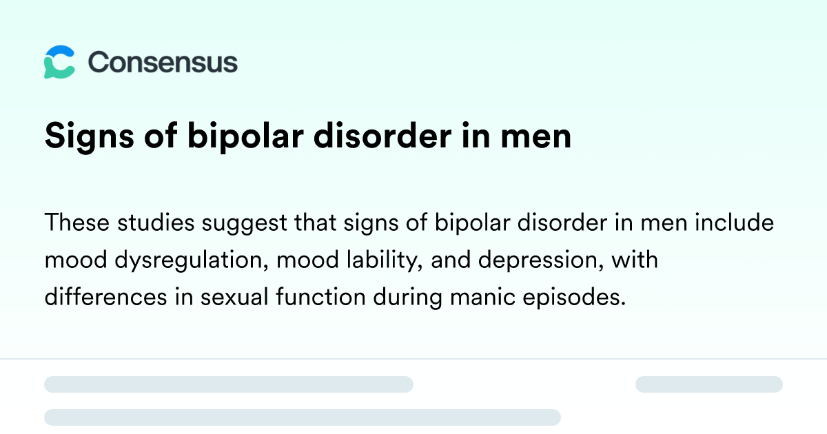 Signs Of Bipolar Disorder In Men - Consensus Academic Search Engine