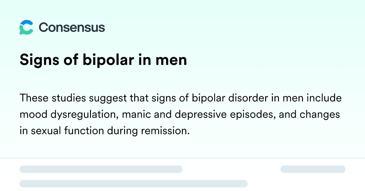 Signs Of Bipolar In Men - Consensus Academic Search Engine