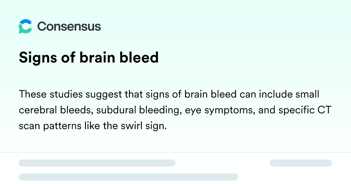 Signs Of Brain Bleed - Consensus Academic Search Engine