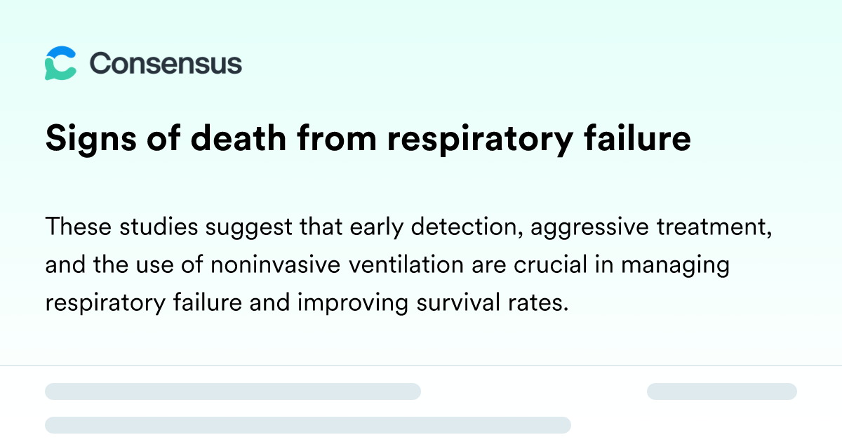 Signs Of Death From Respiratory Failure - Consensus Academic Search Engine