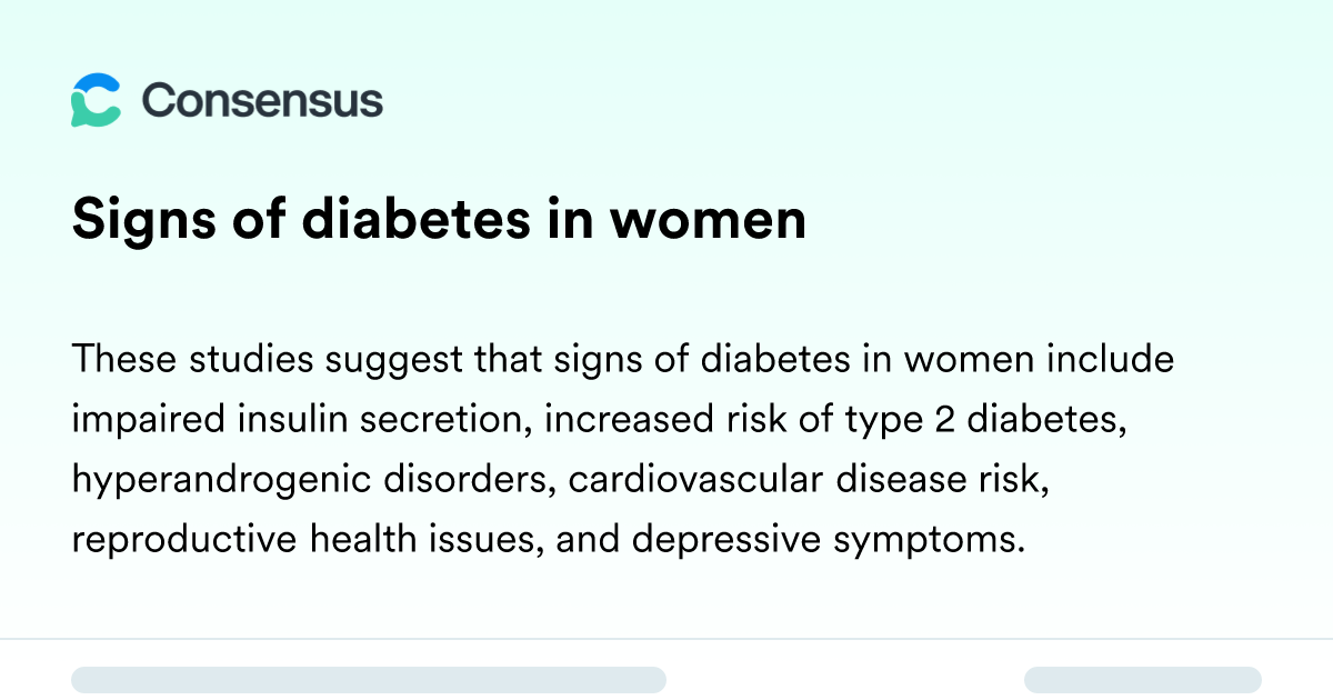 Signs Of Diabetes In Women - Consensus Academic Search Engine