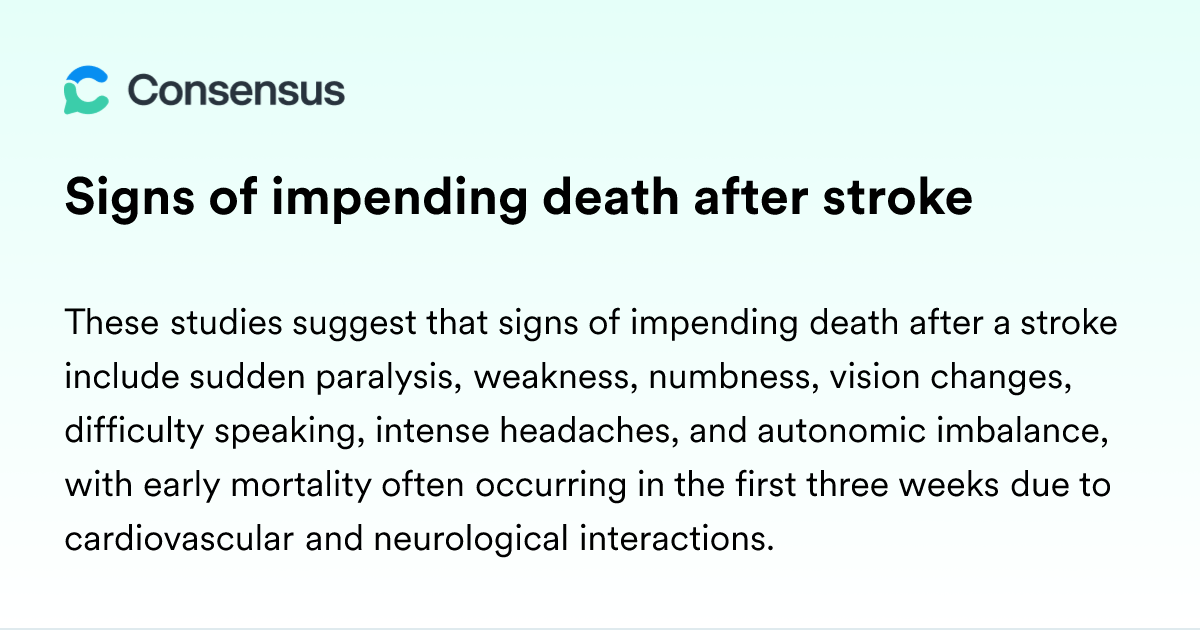 Signs Of Impending Death After Stroke - Consensus Academic Search Engine