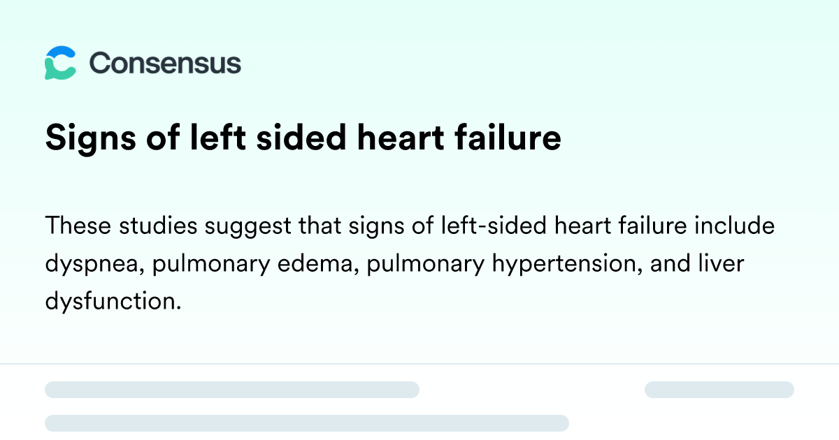 Signs Of Left Sided Heart Failure - Consensus Academic Search Engine