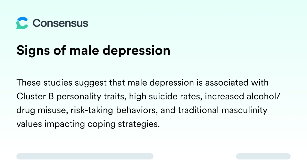 Signs Of Male Depression - Consensus Academic Search Engine