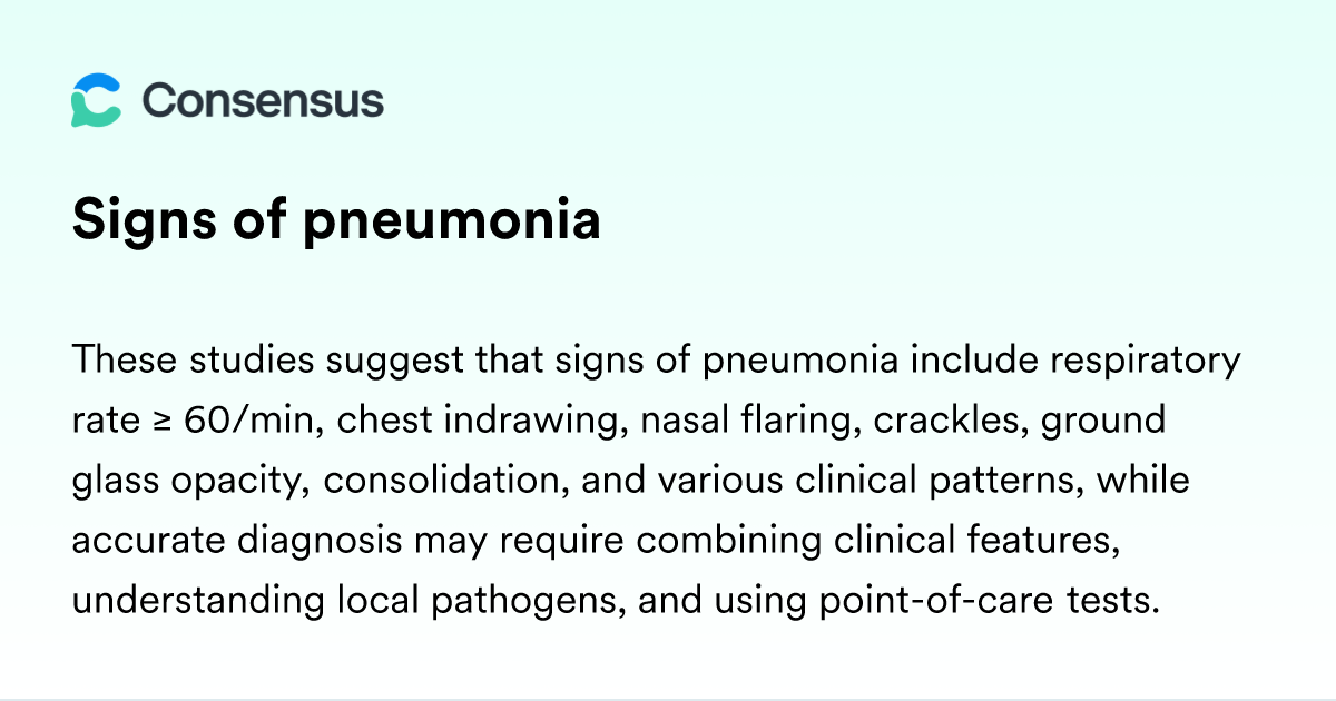 Signs Of Pneumonia - Consensus Academic Search Engine