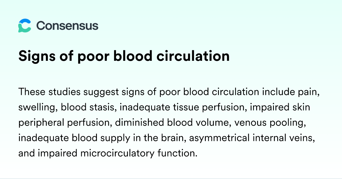Signs Of Poor Blood Circulation - Consensus Academic Search Engine