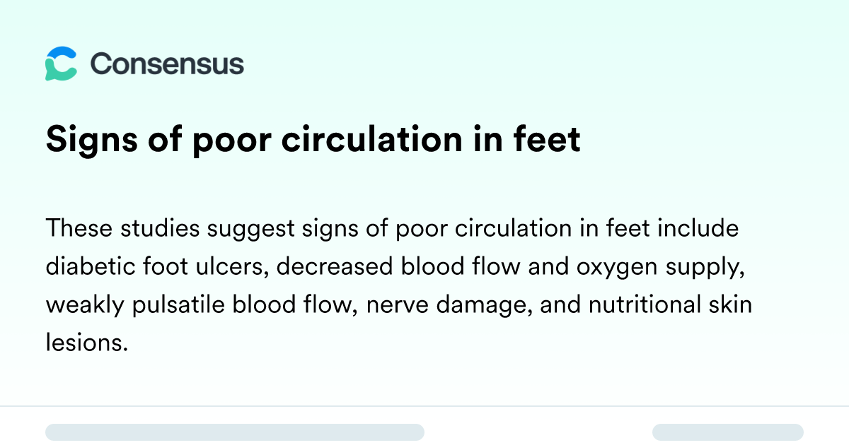 Signs Of Poor Circulation In Feet - Consensus Academic Search Engine