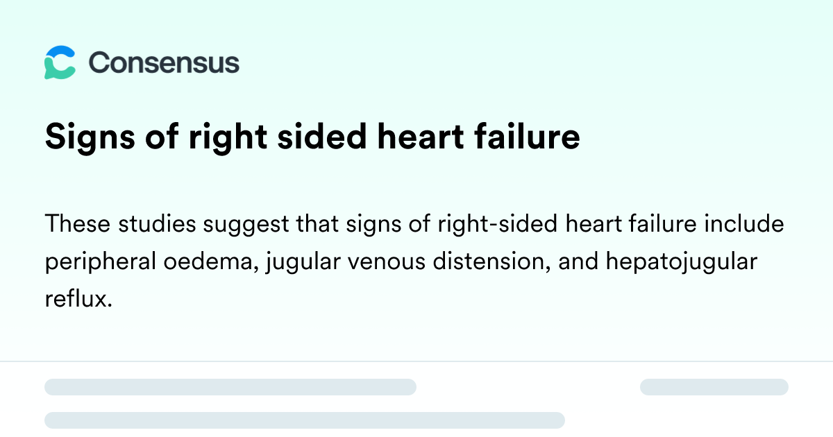 Signs Of Right Sided Heart Failure - Consensus Academic Search Engine
