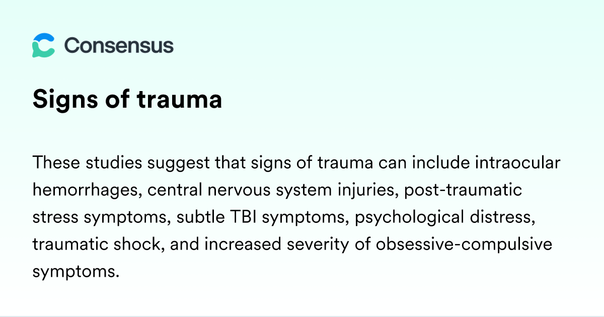 Signs Of Trauma - Consensus Academic Search Engine