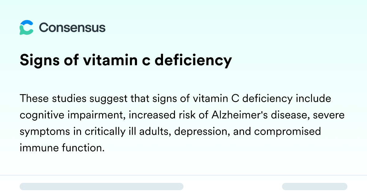 Signs Of Vitamin C Deficiency - Consensus Academic Search Engine