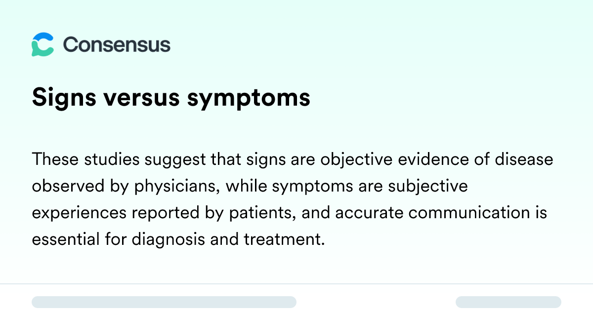 Signs Versus Symptoms - Consensus Academic Search Engine