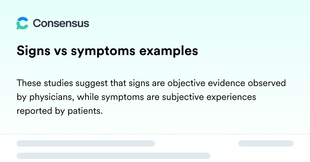 Signs Vs Symptoms Examples - Consensus Academic Search Engine