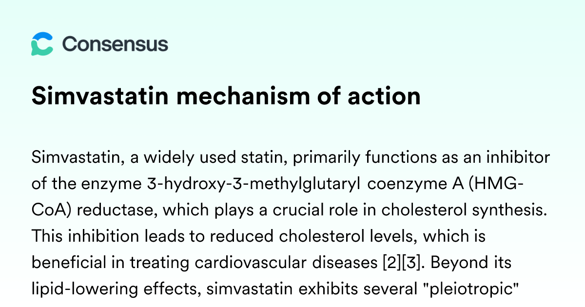 Simvastatin Mechanism Of Action - Consensus Academic Search Engine
