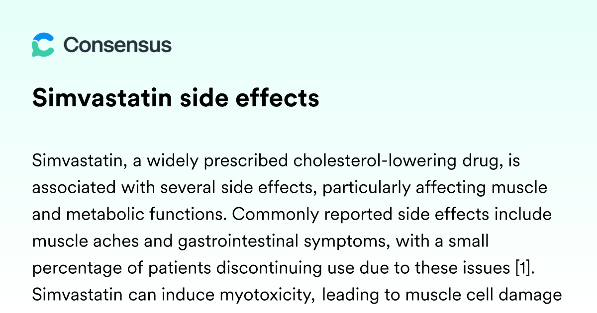 Simvastatin Side Effects - Consensus Academic Search Engine