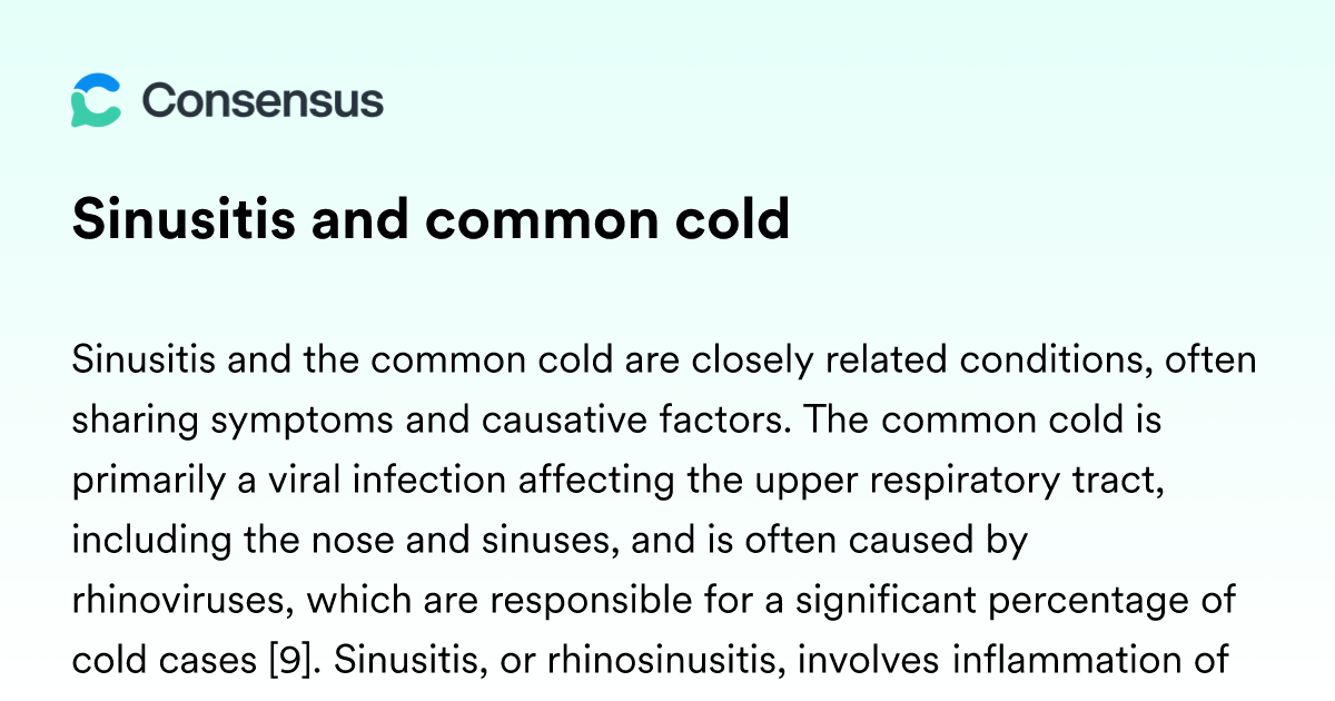 Sinusitis And Common Cold - Consensus Academic Search Engine