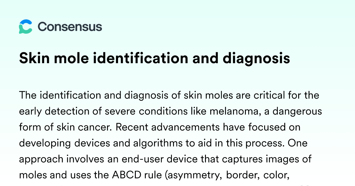 Skin Mole Identification And Diagnosis - Consensus Academic Search Engine