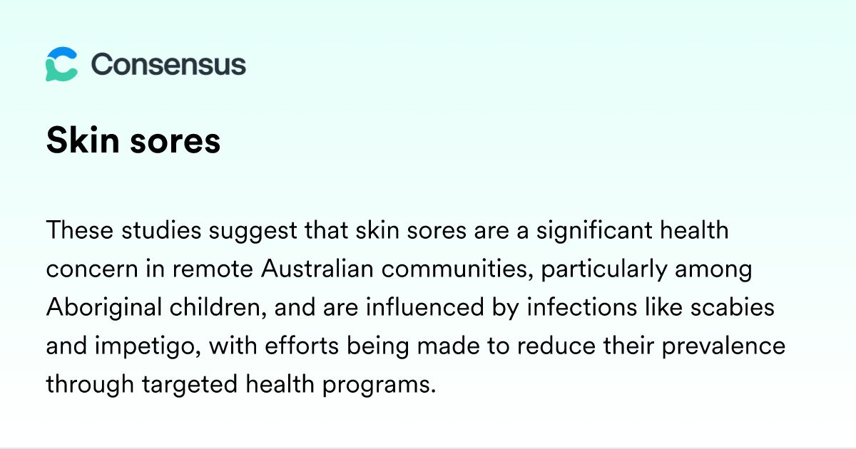 Skin Sores - Consensus Academic Search Engine