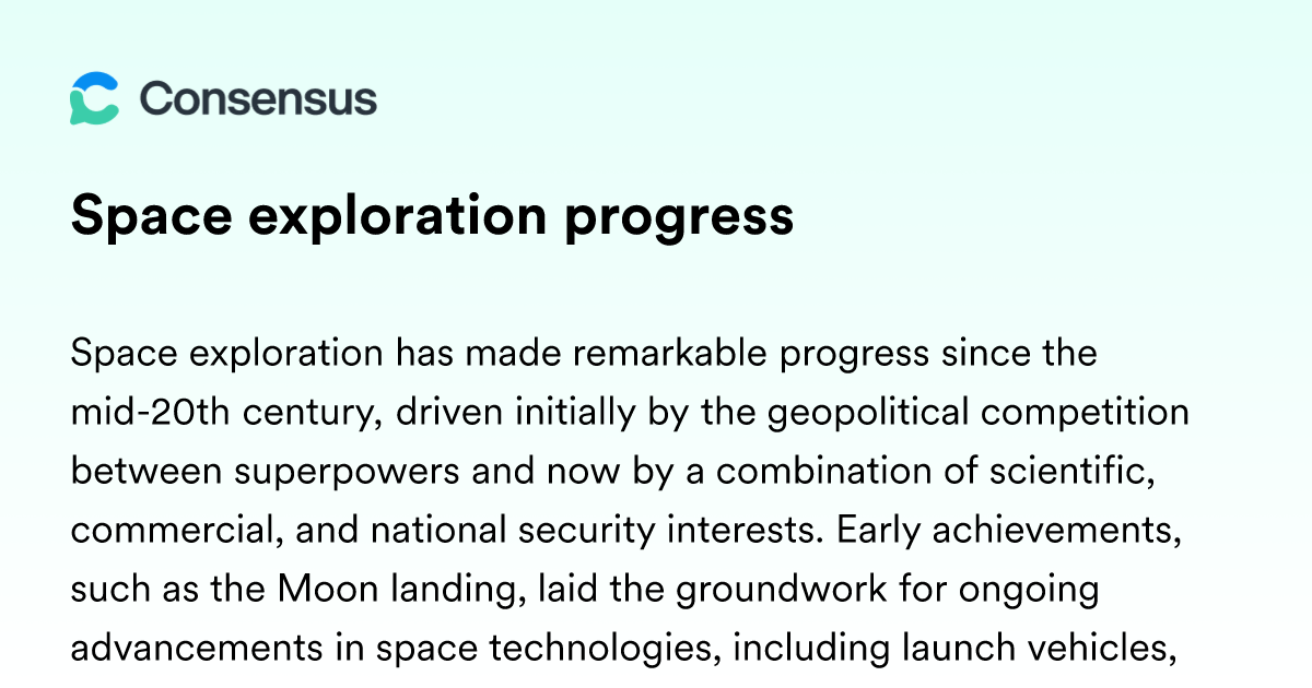 Space Exploration Progress - Consensus Academic Search Engine