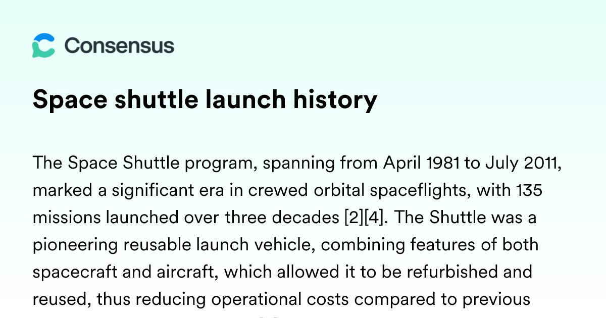 Space Shuttle Launch History - Consensus Academic Search Engine