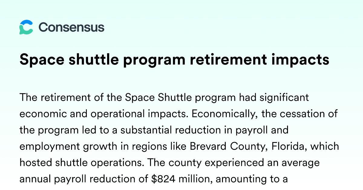 Space Shuttle Program Retirement Impacts - Consensus Academic Search Engine