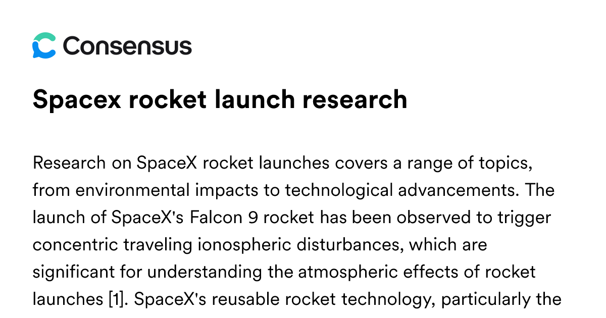 Spacex Rocket Launch Research - Consensus Academic Search Engine