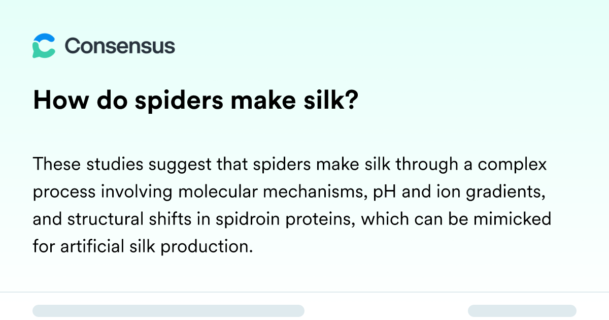 How Do Spiders Make Silk? - Consensus Academic Search Engine