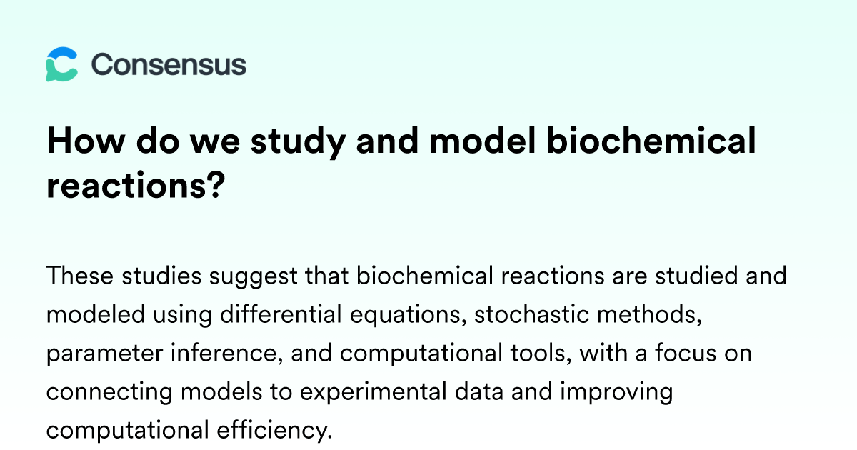 How Do We Study And Model Biochemical Reactions? - Consensus Academic ...