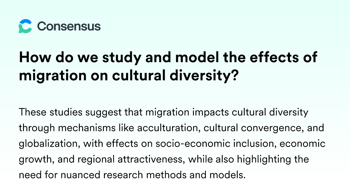 How Do We Study And Model The Effects Of Migration On Cultural ...