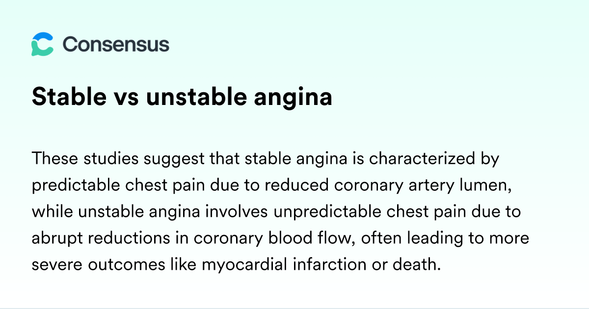 Stable Vs Unstable Angina - Consensus Academic Search Engine