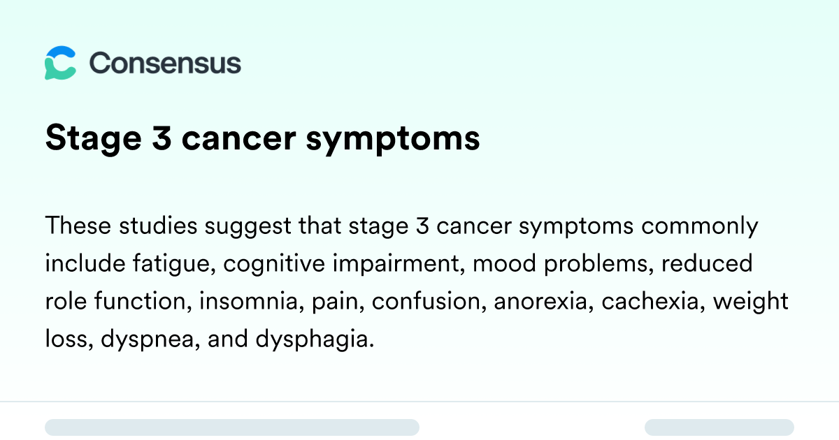 Stage 3 Cancer Symptoms - Consensus Academic Search Engine