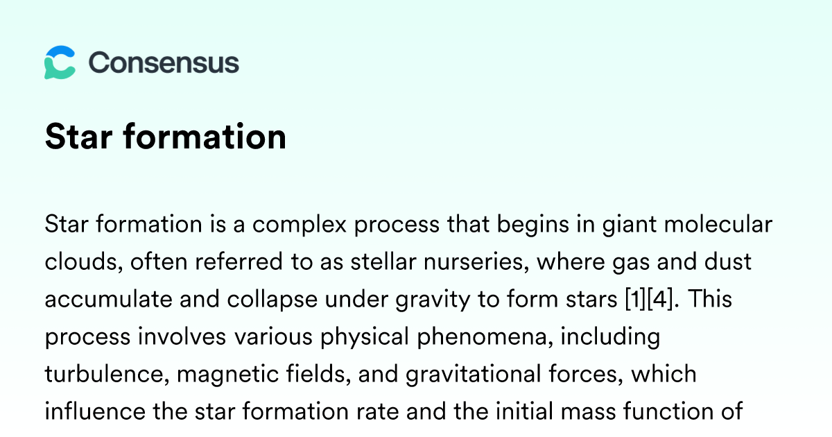 Star Formation - Consensus Academic Search Engine