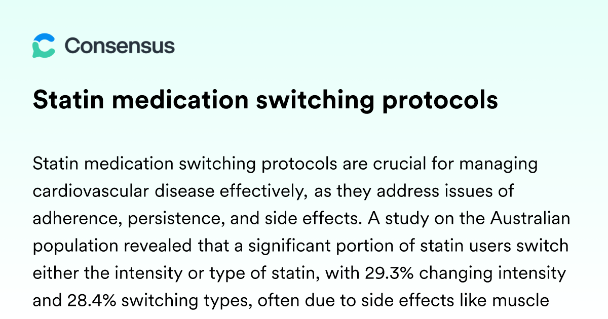 Statin Medication Switching Protocols - Consensus Academic Search Engine